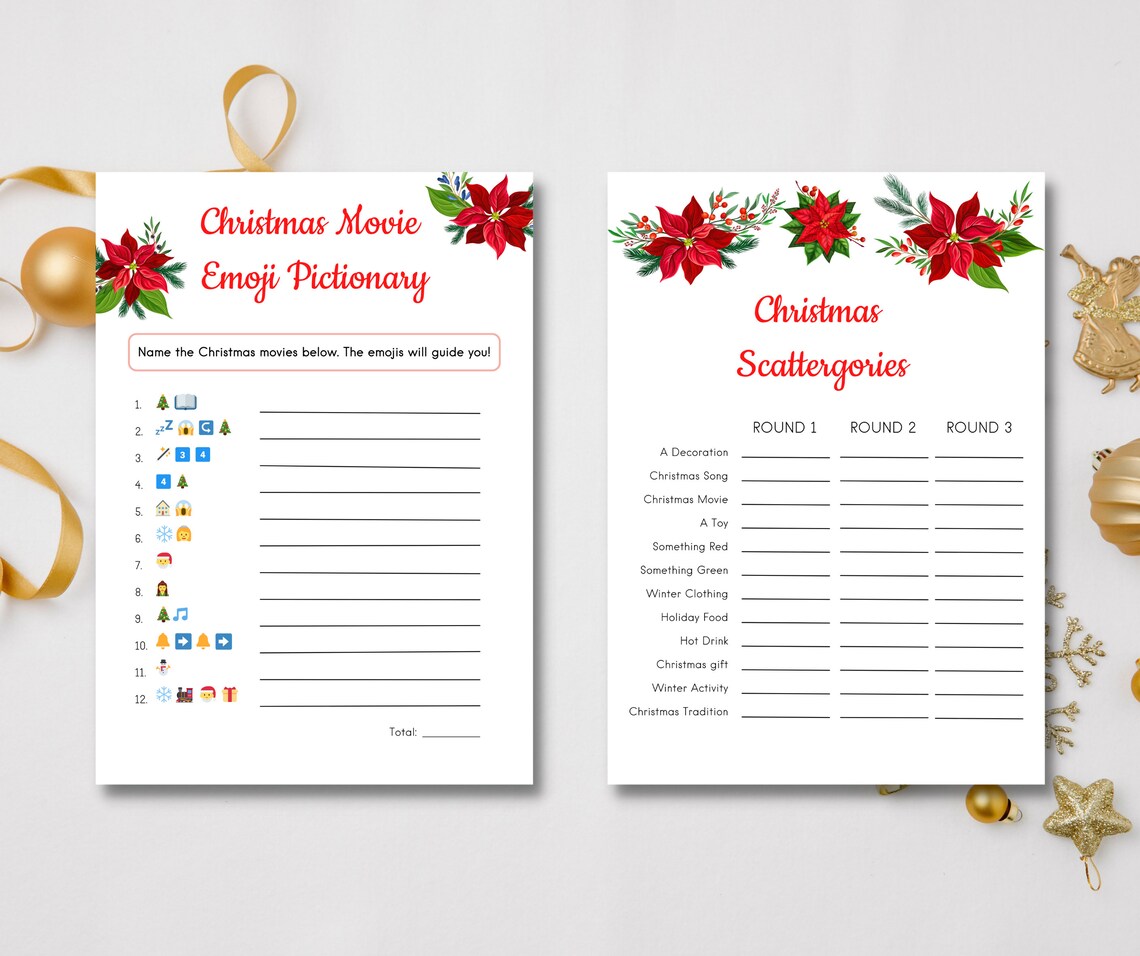12 Printable Christmas Game Bundle Christmas Party Games for | Etsy