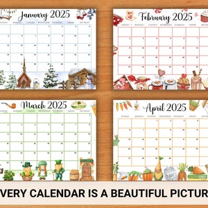 EDITABLE Watercolor Calendar 2025 Bundle, Printable Fillable Monthly ...