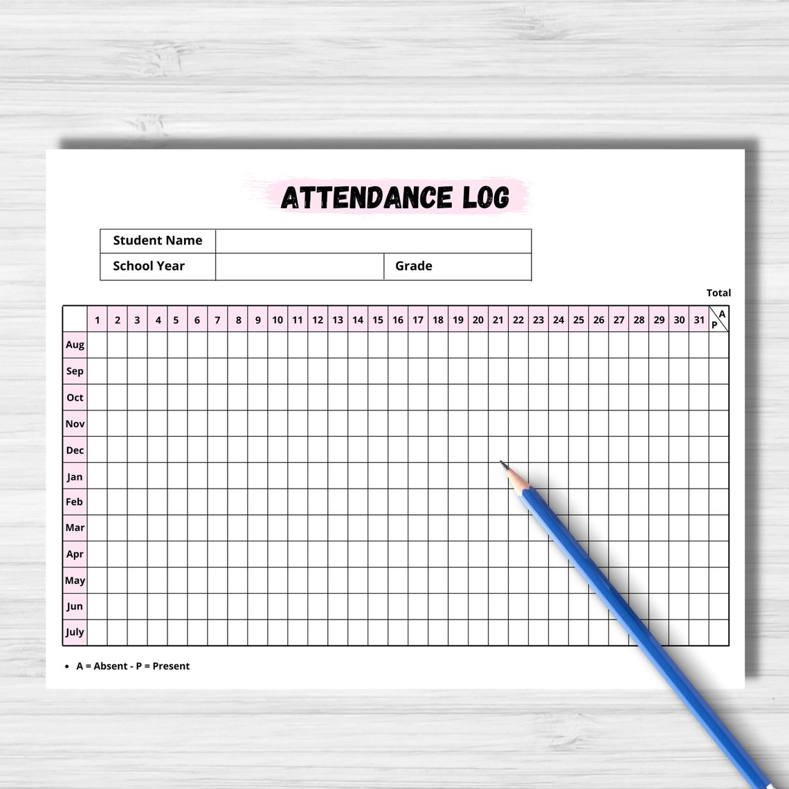 Homeschool Kit Homeschool Attendance Log Printable | Etsy