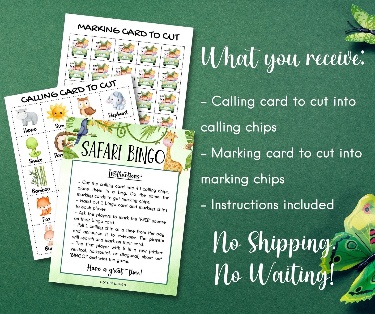 50 Safari Bingo Game Cards, Jungle Baby Shower, Safari Wild Birthday ...