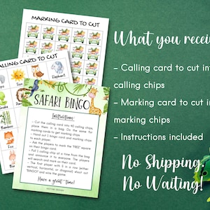 50 Safari Bingo Game Cards, Jungle Baby Shower, Safari Wild Birthday ...