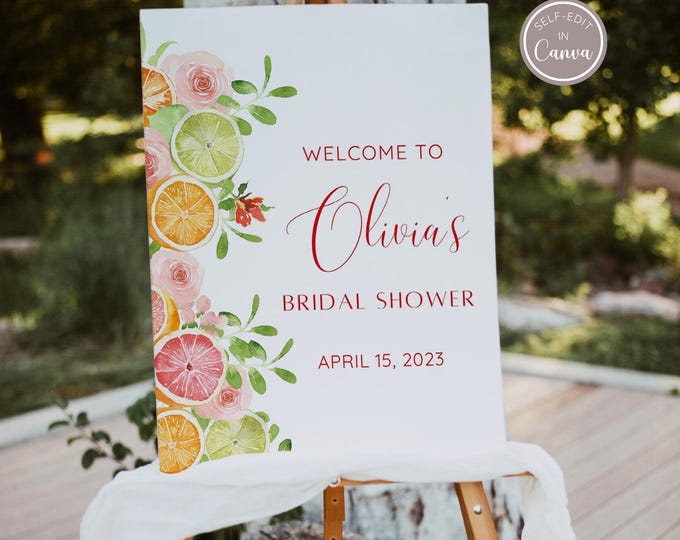 Citrus Orange Bridal Shower Welcome Sign, She Found Her Main Squeeze ...