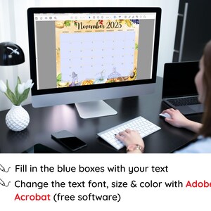 EDITABLE November 2025 Calendar, Happy Thanksgiving Planner W/ Turkey ...