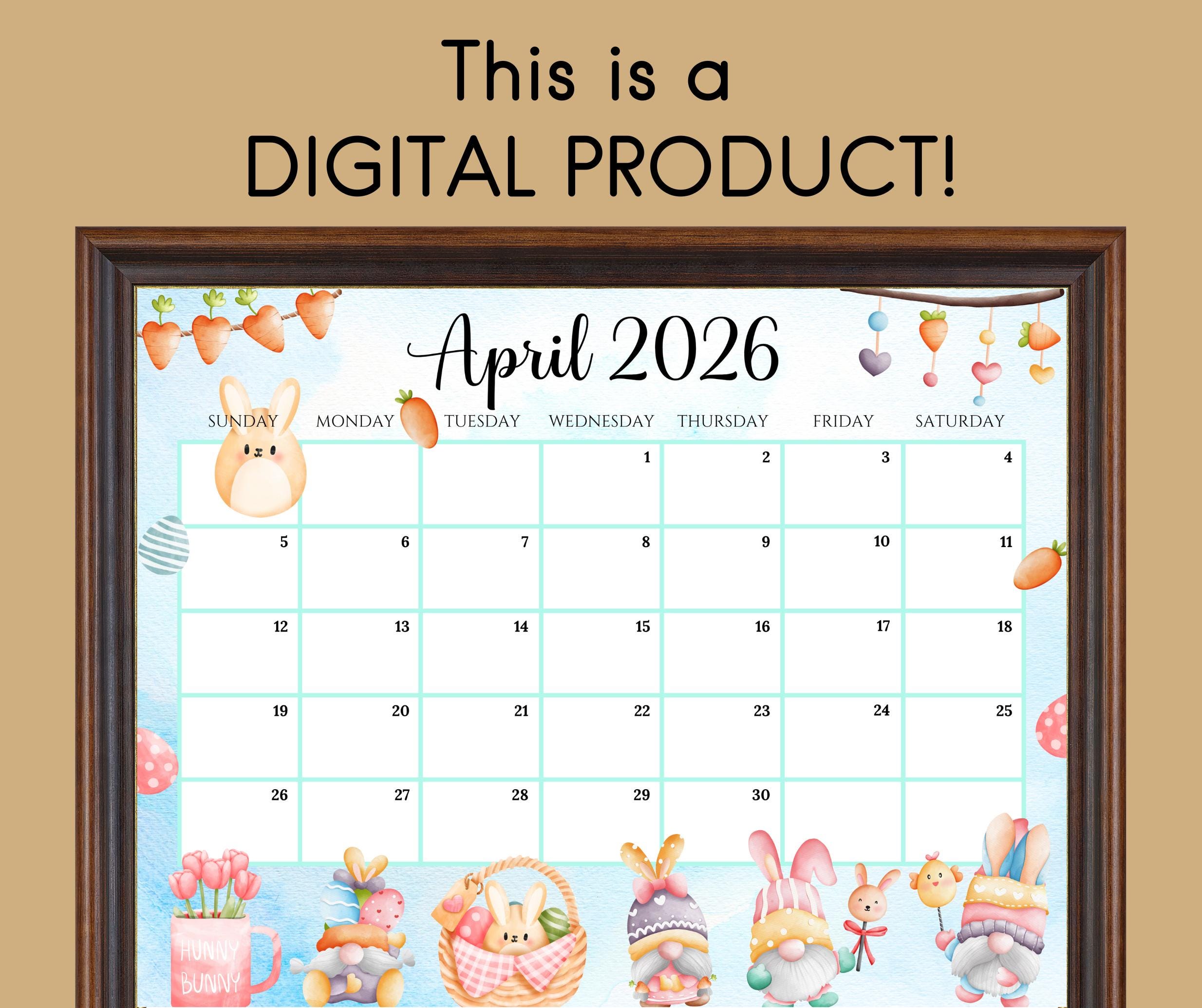Editable April 2026 Calendar | Monthly Planner Printable PDF | School ...