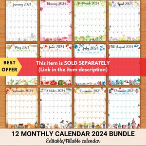 EDITABLE December 2024 Calendar vertical/portrait, Cute Gnome Christmas ...
