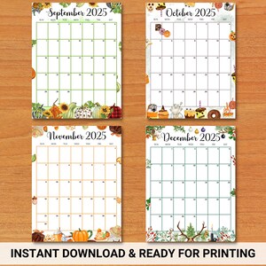 EDITABLE Vertical/portrait Monthly Calendar 2025 Bundle, Watercolor ...