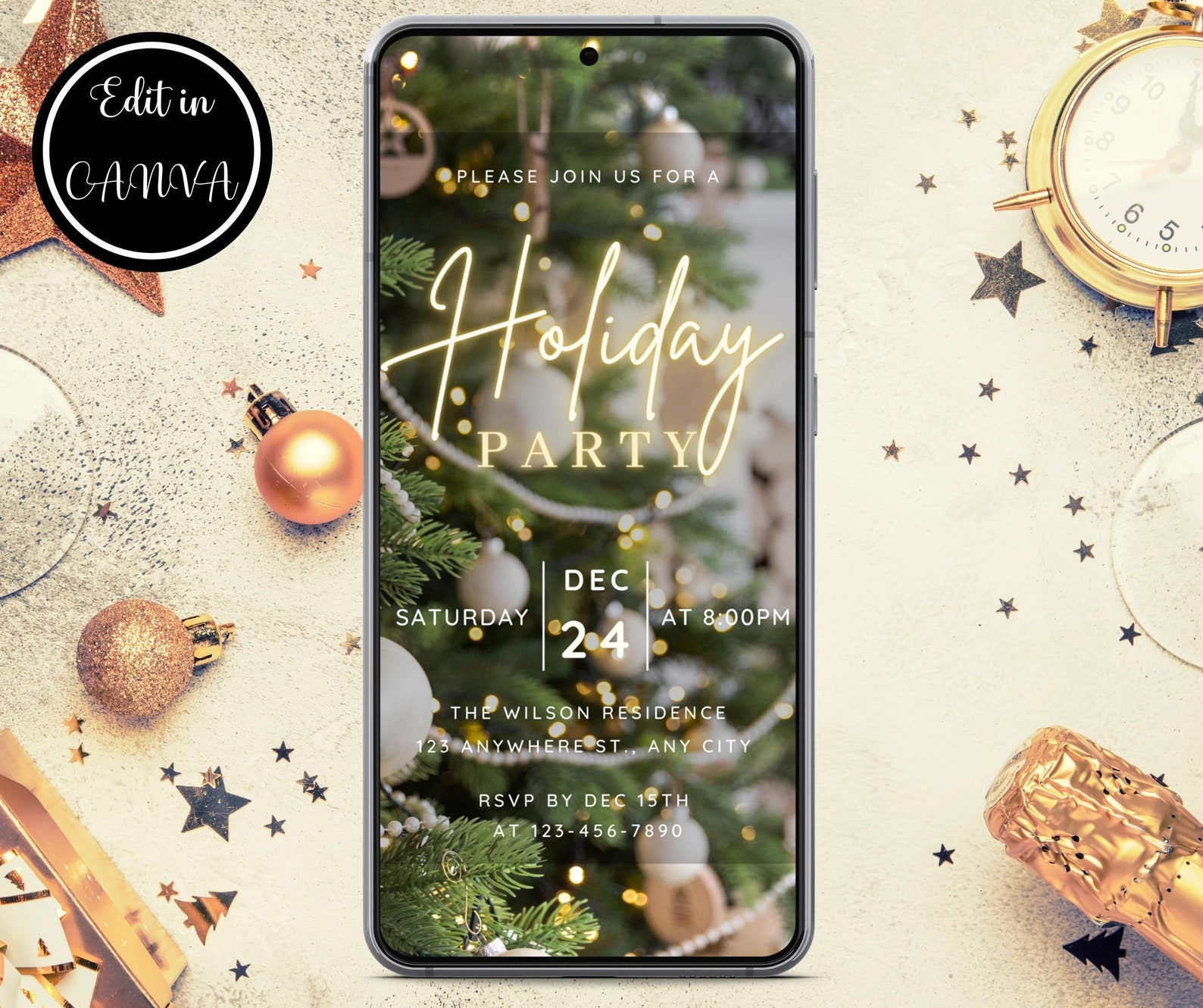 Editable Digital Christmas Invitation Electronic Christmas - Etsy