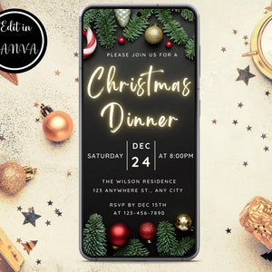 Editable Digital Christmas Invitation, Electronic Christmas Party ...