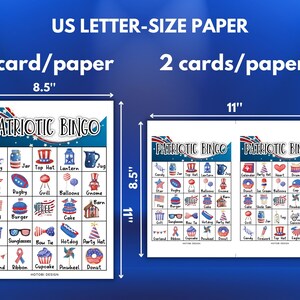 50 Patriotic Bingo Game Cards, 4th of July Bingo, Independence Day ...