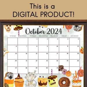 Buy EDITABLE October 2024 Calendar, Spooky Halloween With Cute Sweet ...