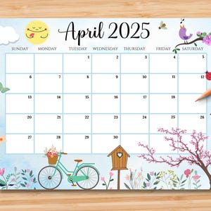 EDITABLE April 2025 Calendar, Beautiful Spring in a Garden Planner ...