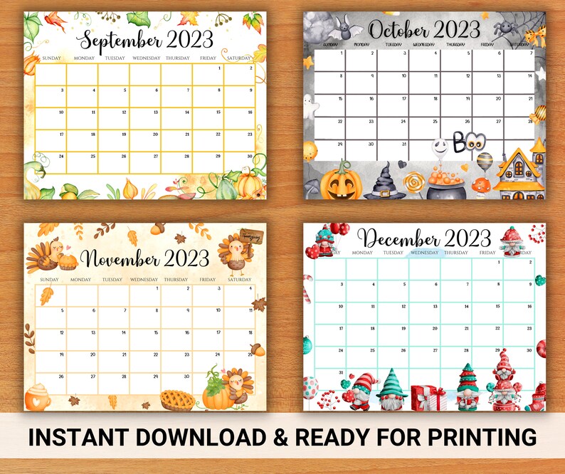 EDITABLE Monthly Calendar 2023 Bundle Cute Printable Fillable - Etsy ...