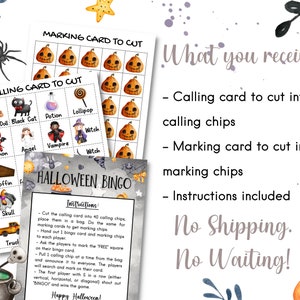 Printable Halloween Bingo, 50 Unique Bingo Cards With Label, Halloween ...