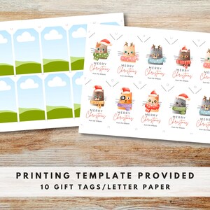 EDITABLE Cat Christmas Gift Tag, Holiday Gift Tag Template W/ Kittens ...