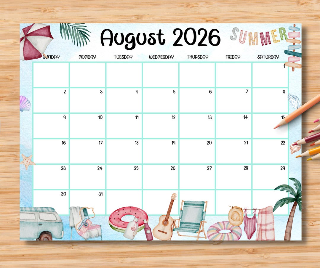 Editable August 2026 Calendar | Monthly Planner Printable PDF | School ...