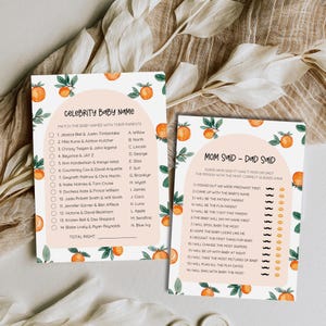 Little Cutie Baby Shower Game Bundle, Orange Citrus Baby Shower Game ...