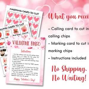 Printable Valentine Bingo Game, 50 Unique Bingo Cards W/labels ...
