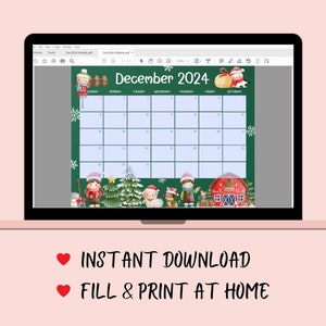 EDITABLE December 2024 Calendar, Beautiful Christmas on a Farm ...