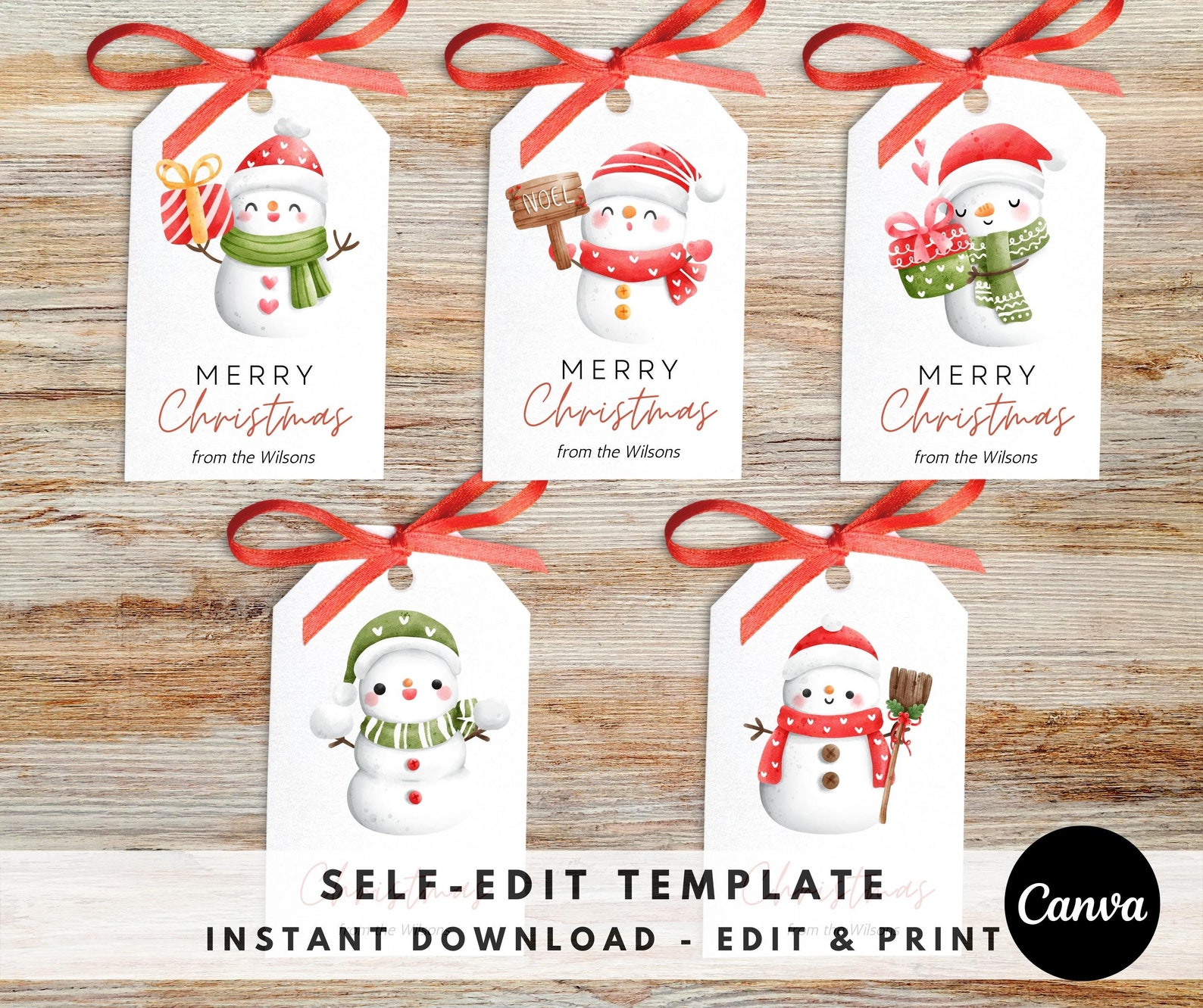 EDITABLE Christmas Gift Tag Holiday Gift Tag Template With - Etsy