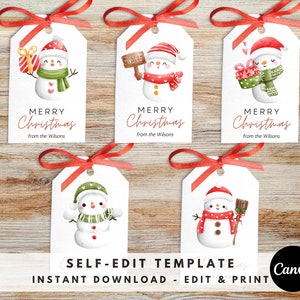 EDITABLE Christmas Gift Tag, Holiday Gift Tag Template With Cute ...