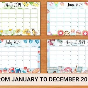 Buy EDITABLE Watercolor Calendar 2024 Bundle, Legal Size 14 X 8.5 In ...