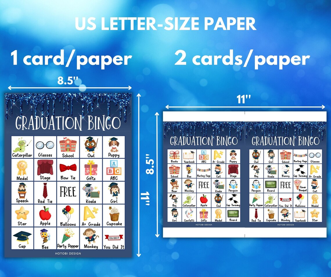 Printable Graduation Bingo Game, 50 Unique Bingo Cards, Class of 2023 ...