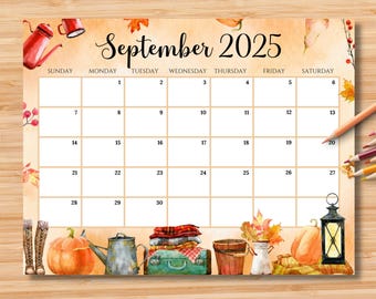 EDITABLE September 2023 Calendar, Beautiful & Cozy Fall Autumn ...