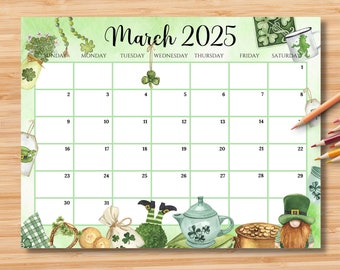 Editable March 2024 Calendar Printable, Happy St. Patrick's Day Planner, Printable Fillable ...