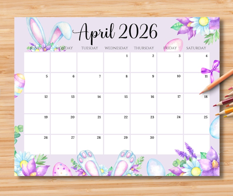 Editable April 2026 Calendar | Monthly Planner Printable PDF | School ...
