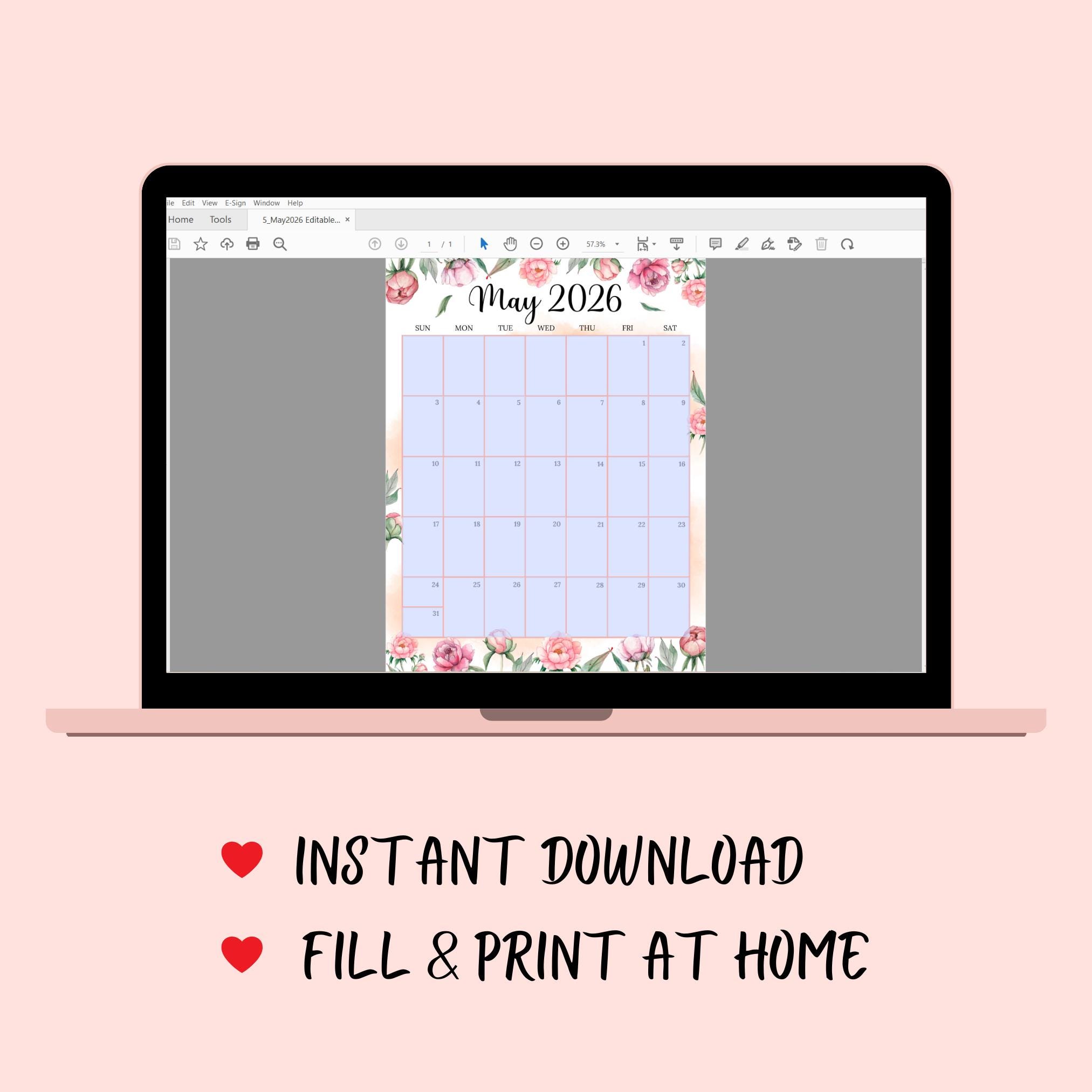 2026 Editable Vertical Calendar PDF, Portrait Monthly Planner ...