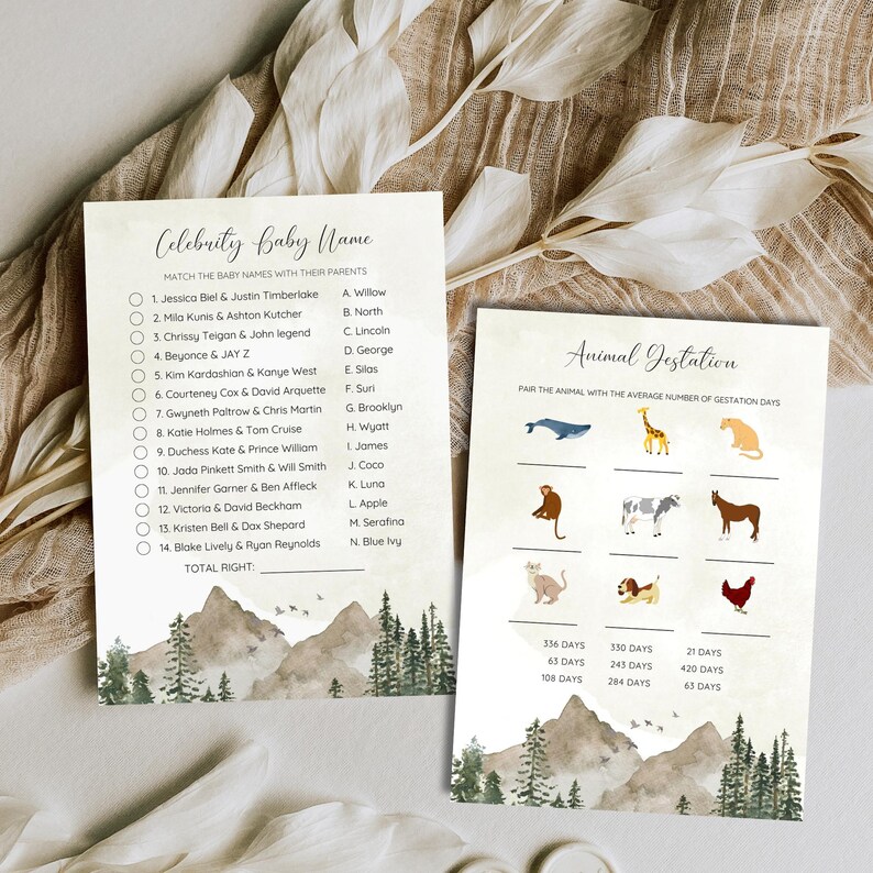Let the Adventure Begin Baby Shower Game Bundle, Woodland Baby Shower ...