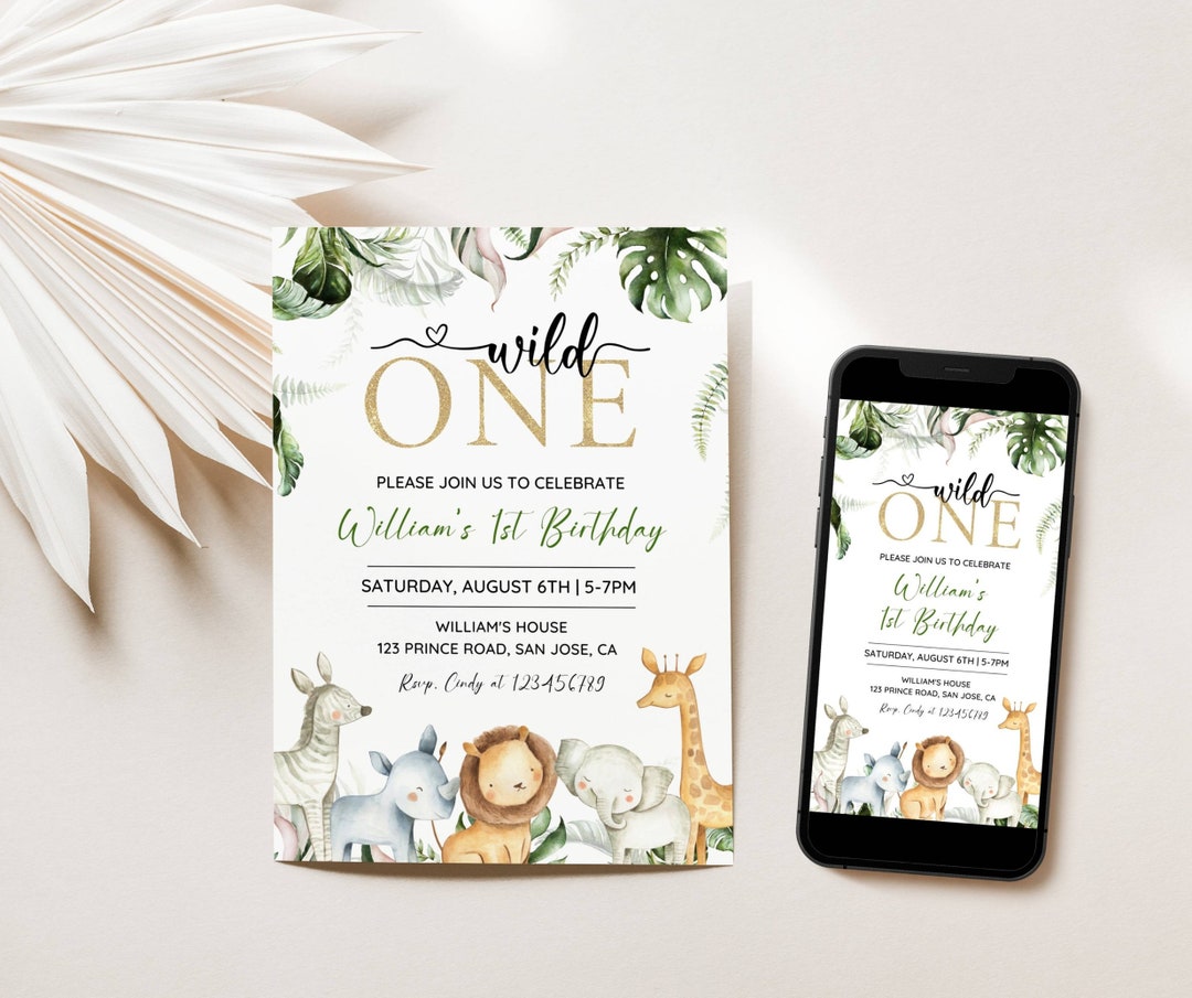 Wild One First Birthday Invitation, Wild One Party Invite, Safari ...