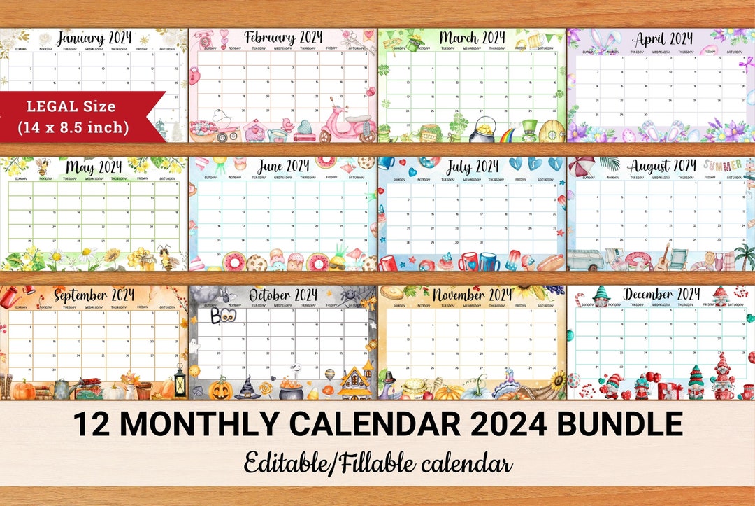 EDITABLE Calendar 2024 Bundle ledger / Tabloid Size 17x11 - Etsy UK