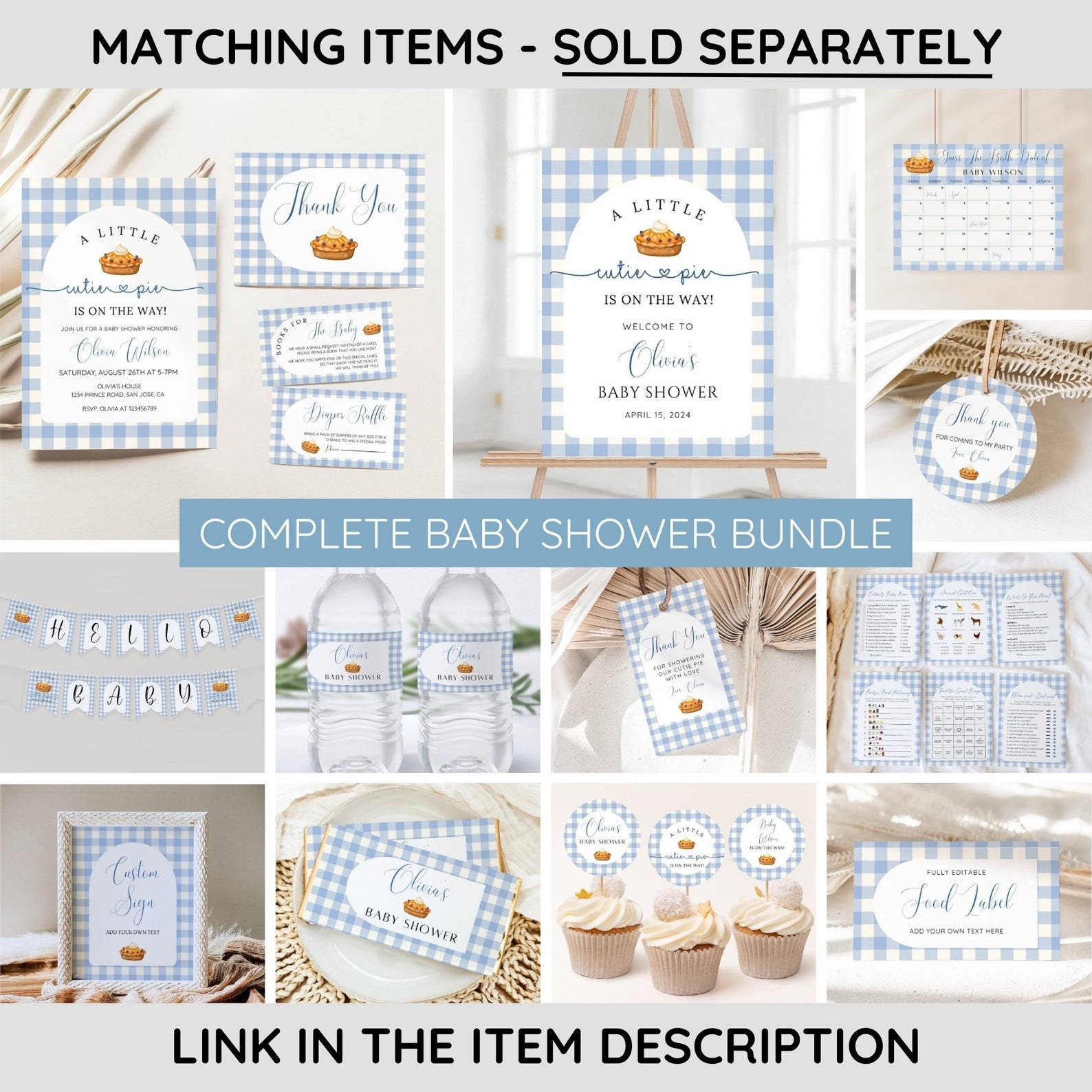 Modern Baby Shower Game Bundle, Cutie Pie Baby Shower Game Package ...