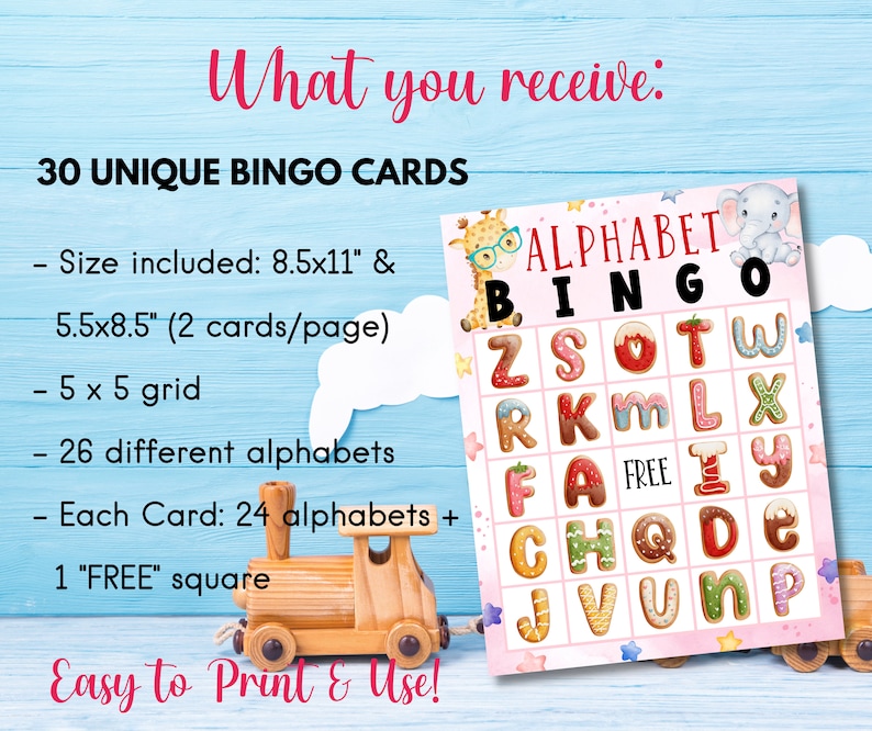 Printable Cookie Alphabet Bingo Game W/ 30 Unique Bingo Cards - Etsy