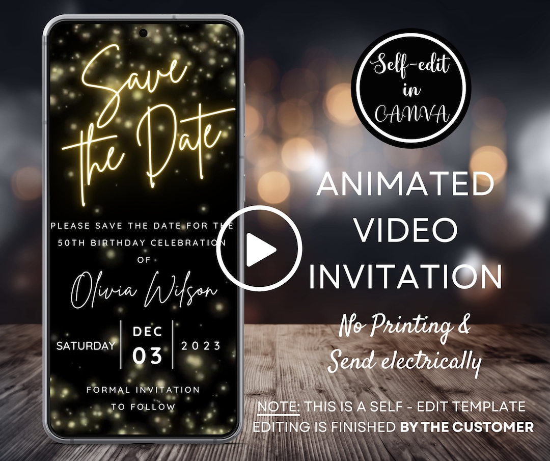 Video Save the Date Any Event Invitation, Animated Birthday/wedding ...