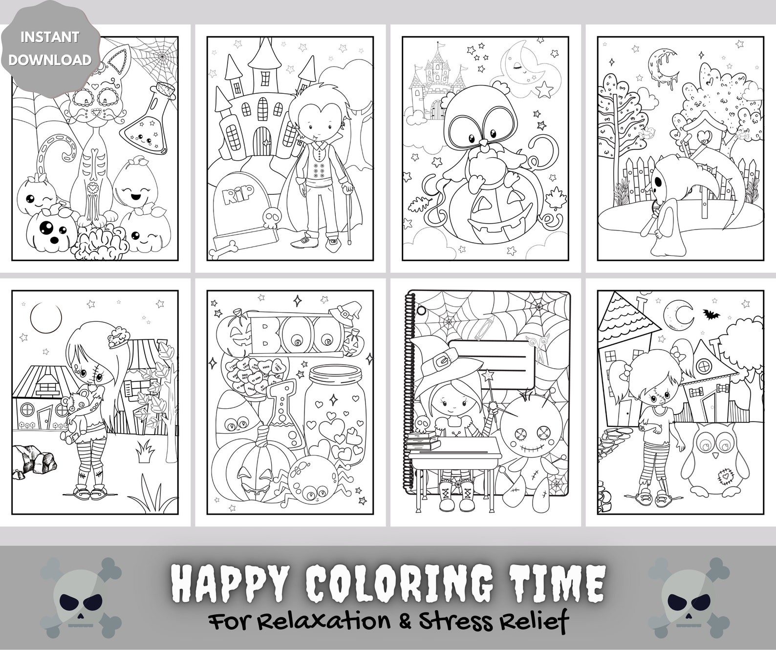 28 Printable Creepy Kawaii Coloring Pages for Kids Teens - Etsy