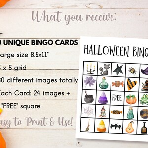 Printable Halloween Bingo, 30 Unique Halloween Bingo Cards, Happy ...