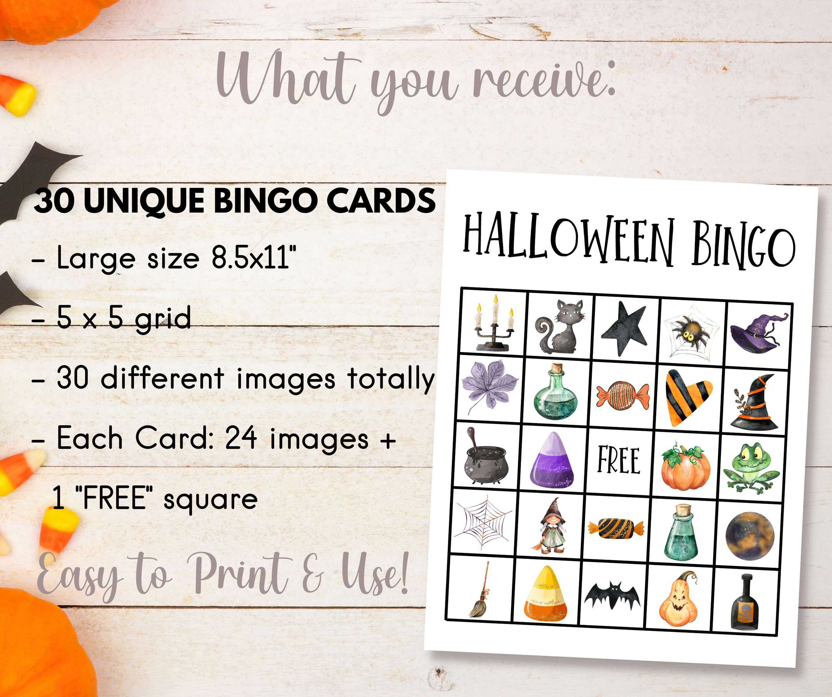 Printable Halloween Bingo 30 Unique Halloween Bingo Cards | Etsy