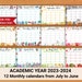 EDITABLE School Calendar 2023-2024 From July to June - Etsy
