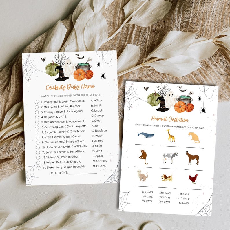 Halloween Baby Shower Game Bundle, A Baby is Brewing Baby Shower Game ...