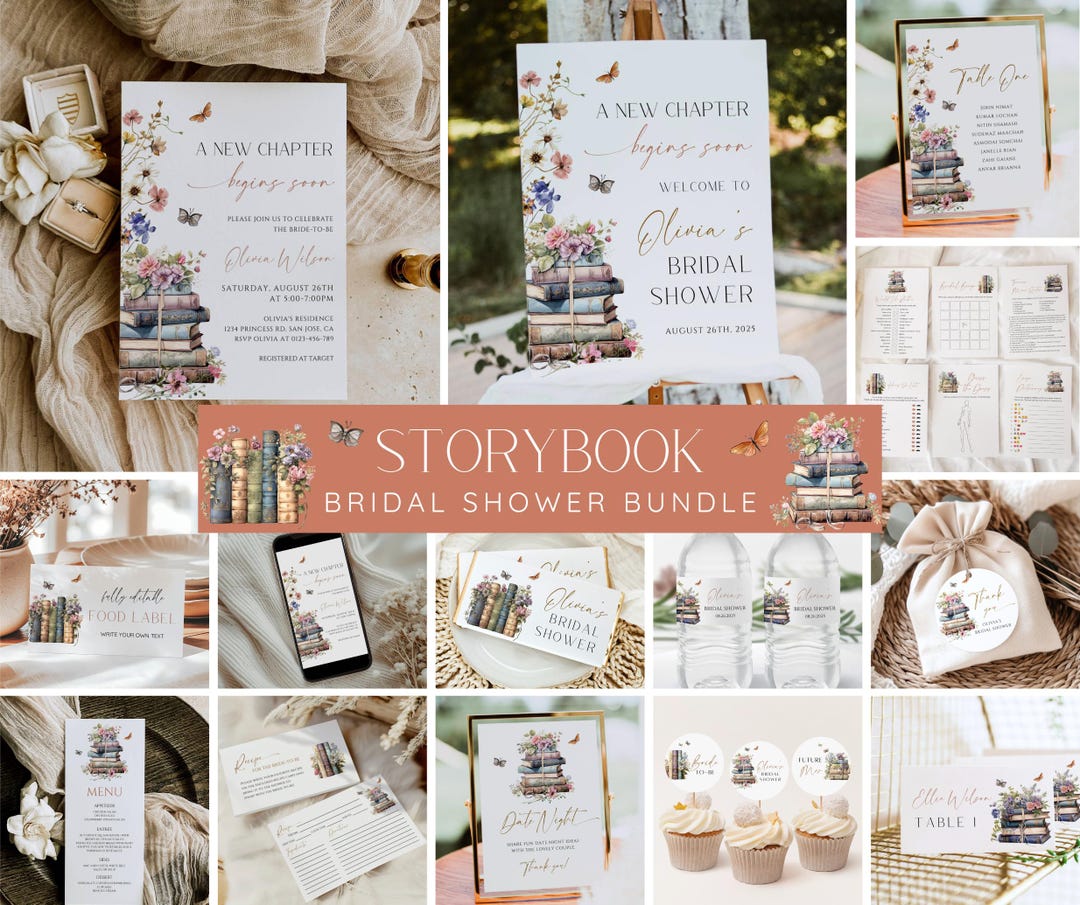 Storybook Bridal Shower Bundle, New Chapter Bridal Shower Invitation ...