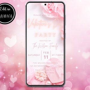 Editable Digital Valentine Invitation, Electronic Valentine Party ...