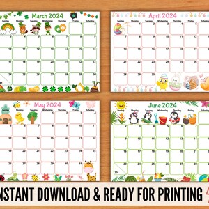 EDITABLE School Calendar 2023-2024 From July to June Back to - Etsy