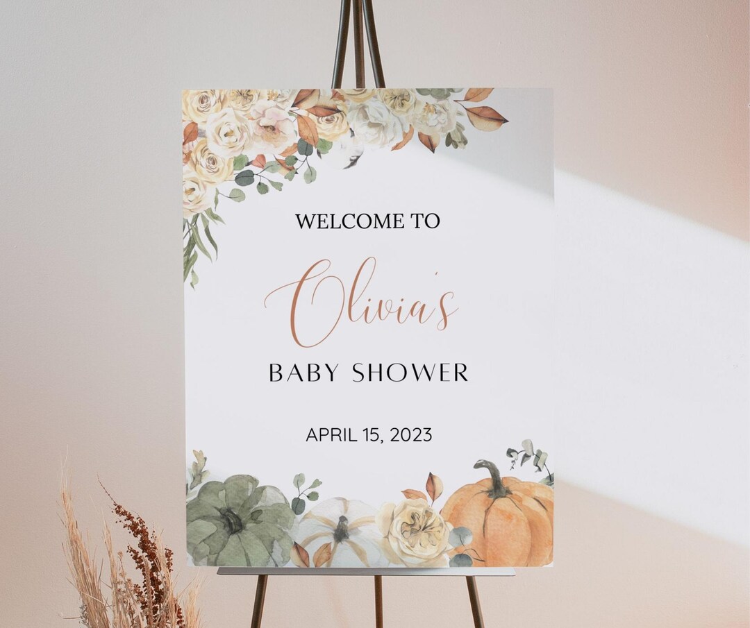 Editable Little Pumpkin Baby Shower Welcome Sign, Fall Autumn Baby ...
