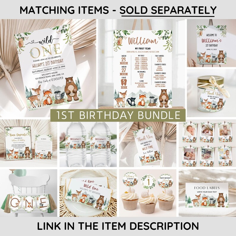 Editable Woodland Monthly Milestone Photo Cards, Wild One Birthday ...