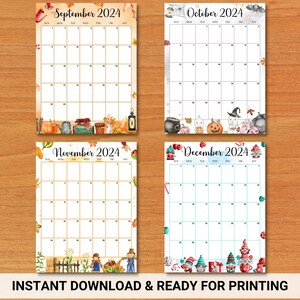 EDITABLE Vertical/portrait Monthly Calendar 2024 Bundle, Printable ...