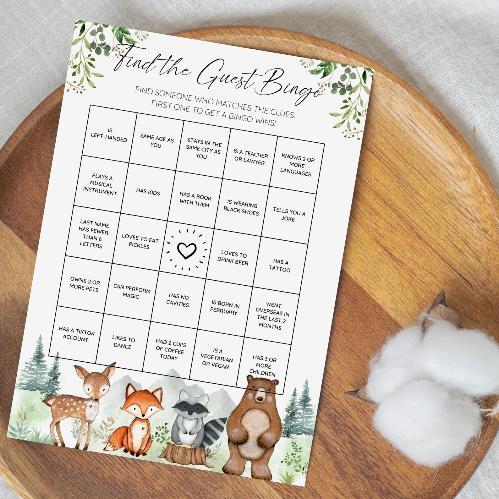 Woodland Baby Shower Game Bundle, Woodland Animal Baby Shower Game ...