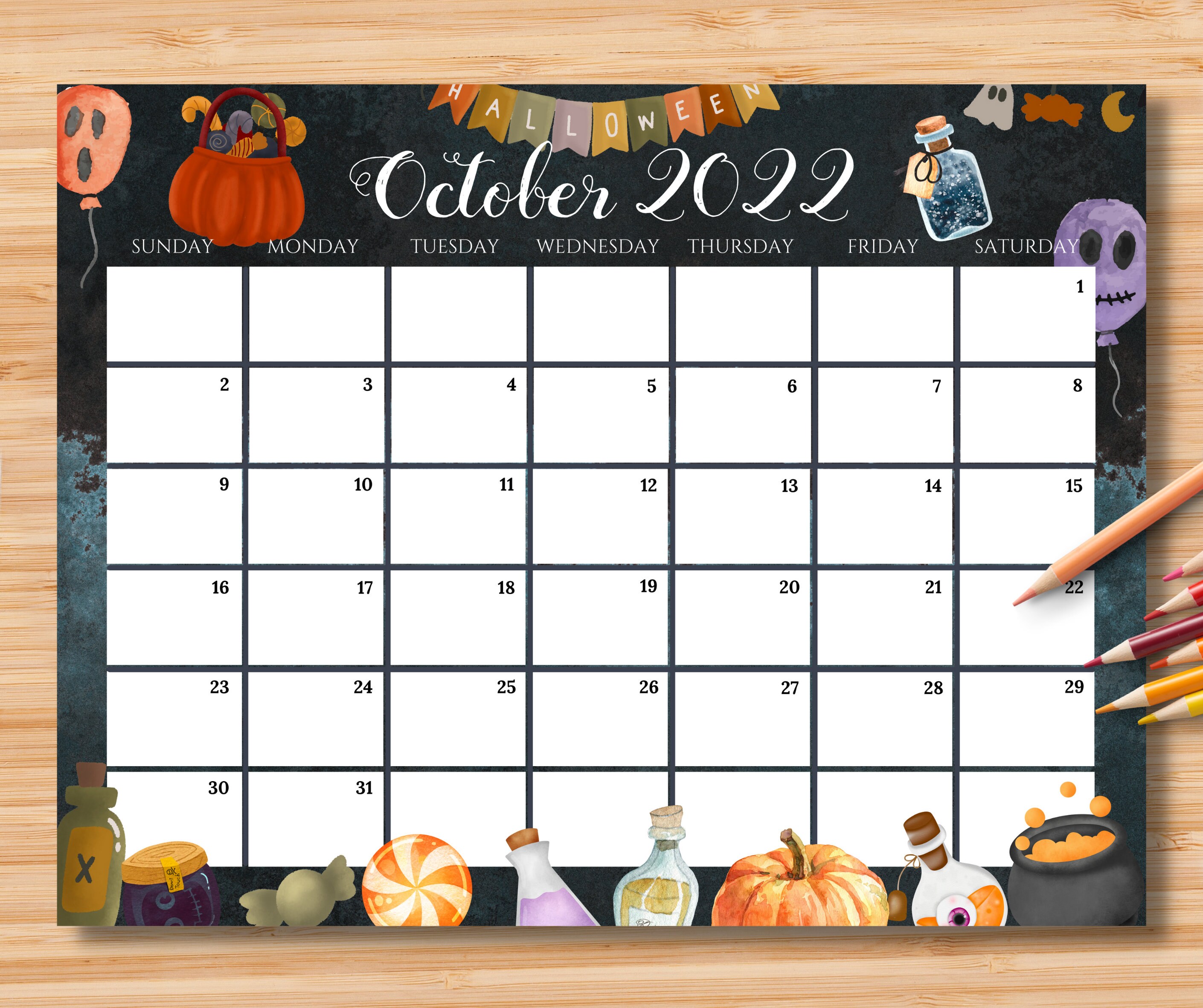 October 2022 Calendar Editable
