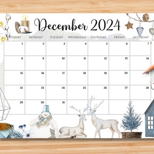 EDITABLE December 2024 Calendar, Printable Christmas Planner, Fillable ...